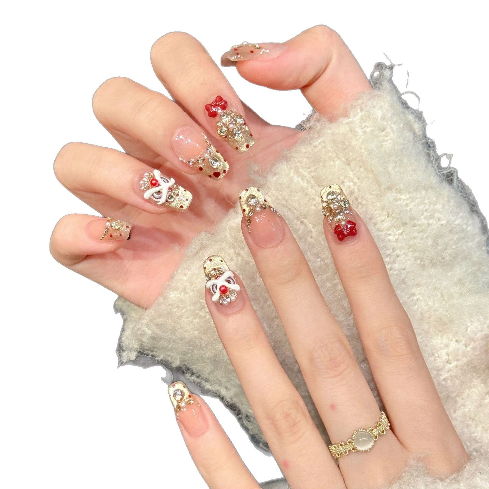 365nails: "Lion's Heart" – Golden Cat Eye & 3D Lion Dance Square Nails